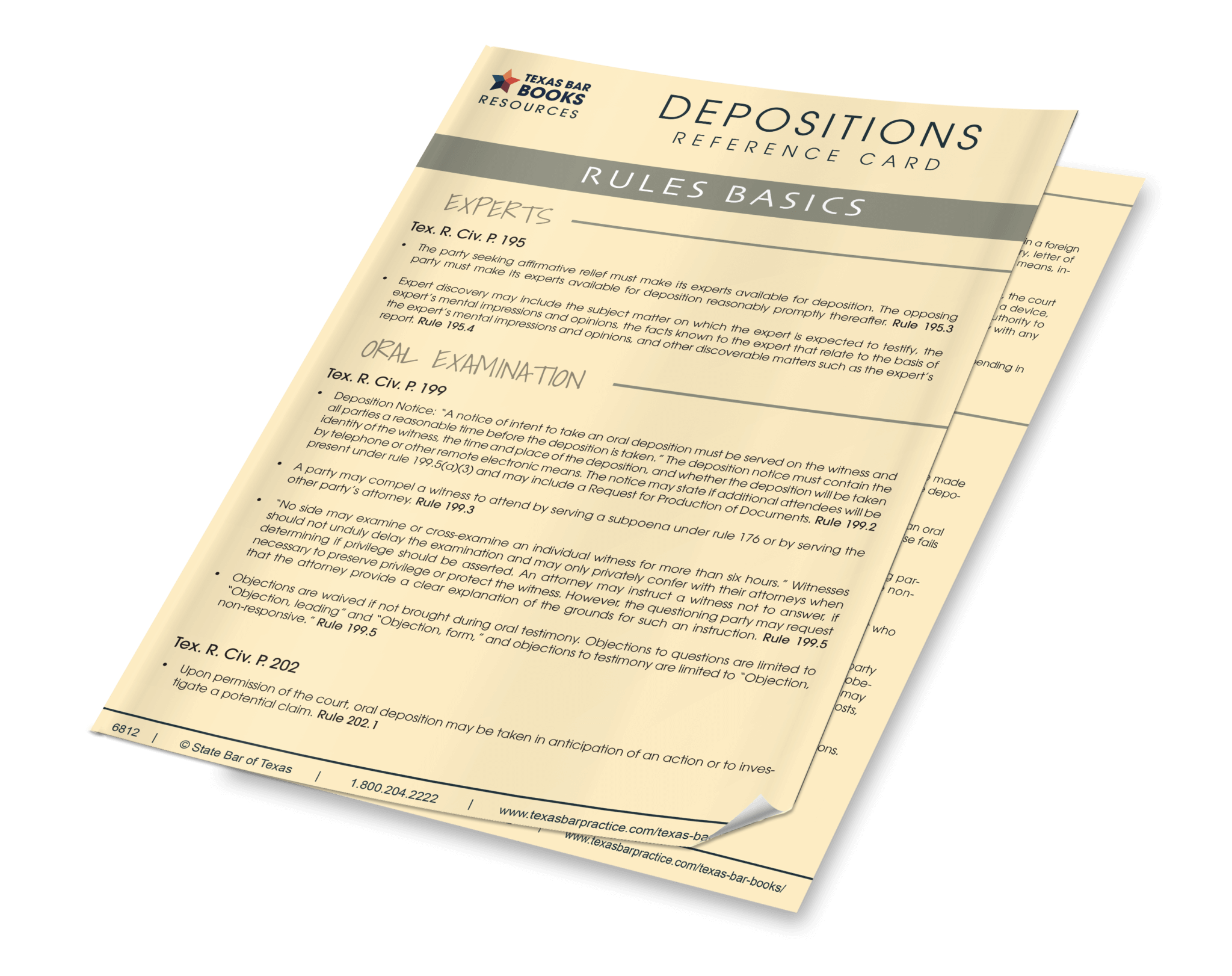 Depositions Reference Card | Texas Bar Practice